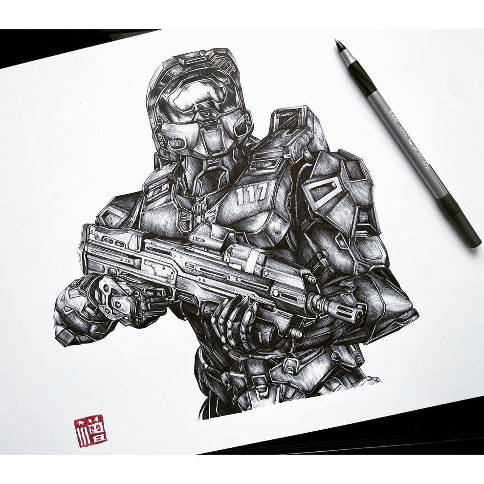 Halo Art Print & Poster - Master Chief Portrait - Mark VI - | Fan Art ...