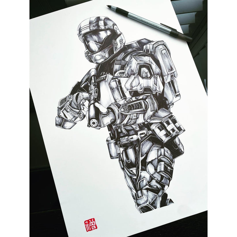 Halo Art Print & Poster- ODST: The Rookie Portrait | Fan Art Inspired ...