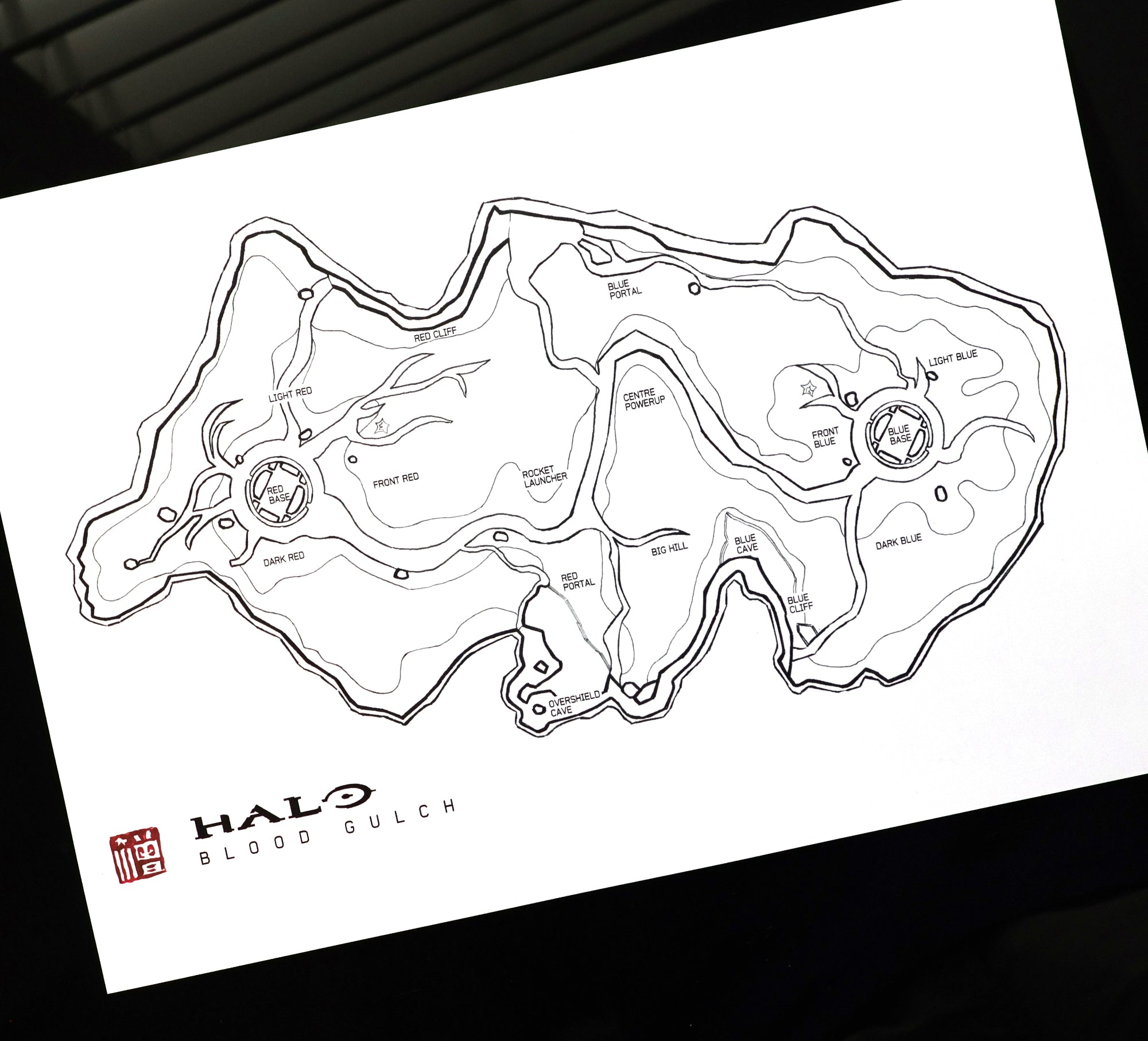 Halo Art Print – Blood Gulch Map Diagram | Halo Fan Art Poster – Artysn ...