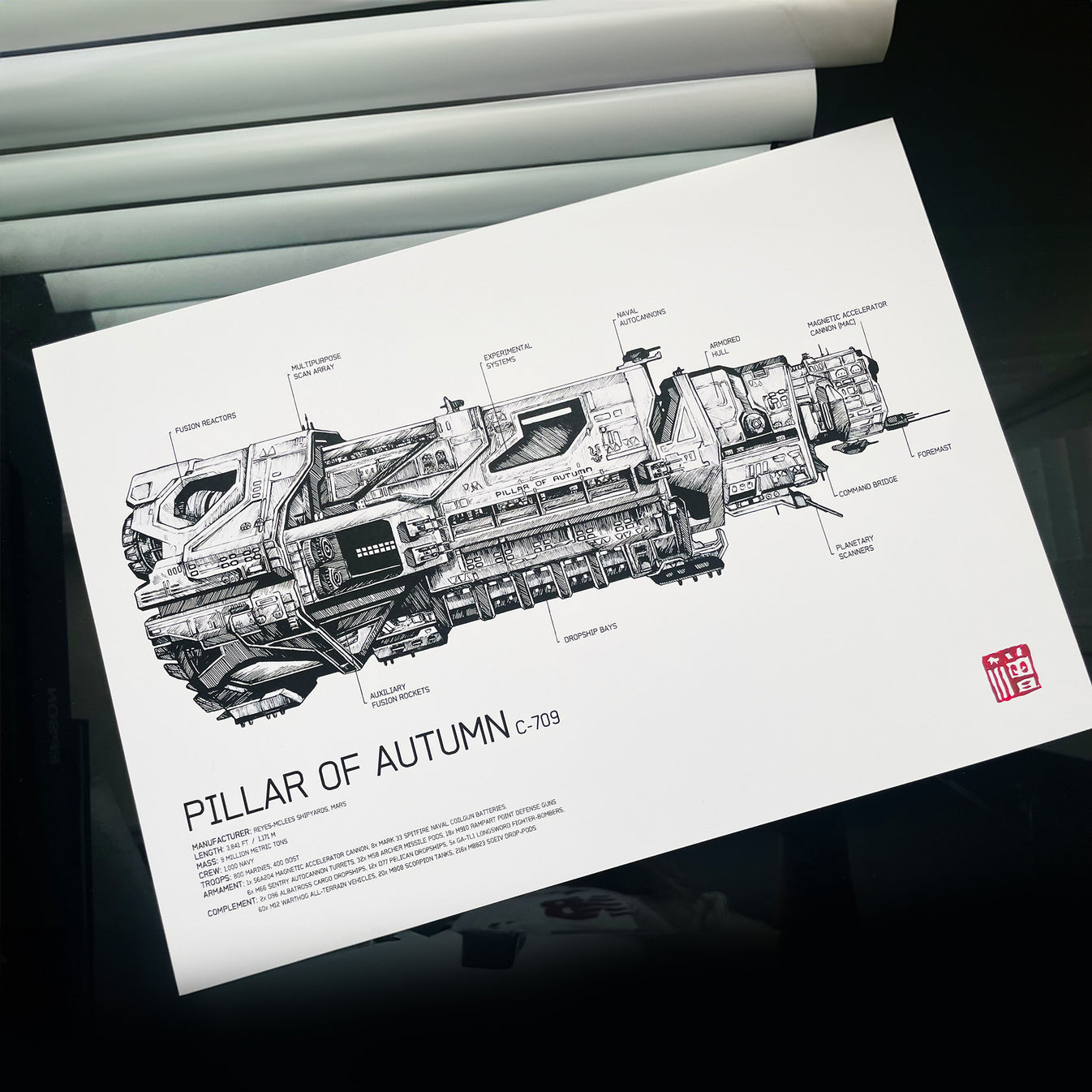 Halo Art Print & Poster - UNSC Pillar of Autumn - Ship Diagram | Fan A ...