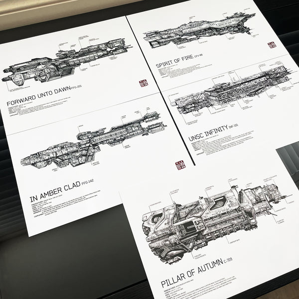 Halo Art Print & Poster - UNSC Ship Diagram Bundle | Fan Art Inspired ...