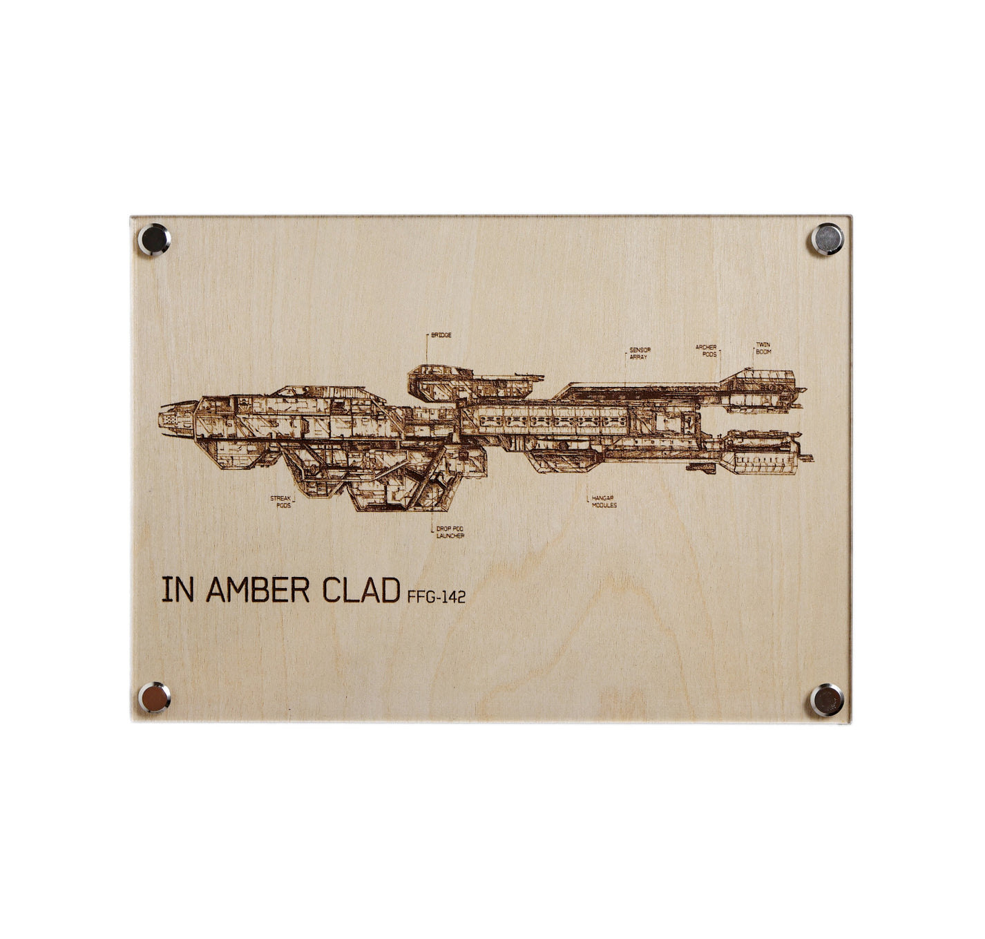 Laser Engraved Plaque - In Amber Clad Ship Diagram | LayaBoard Art Ins ...